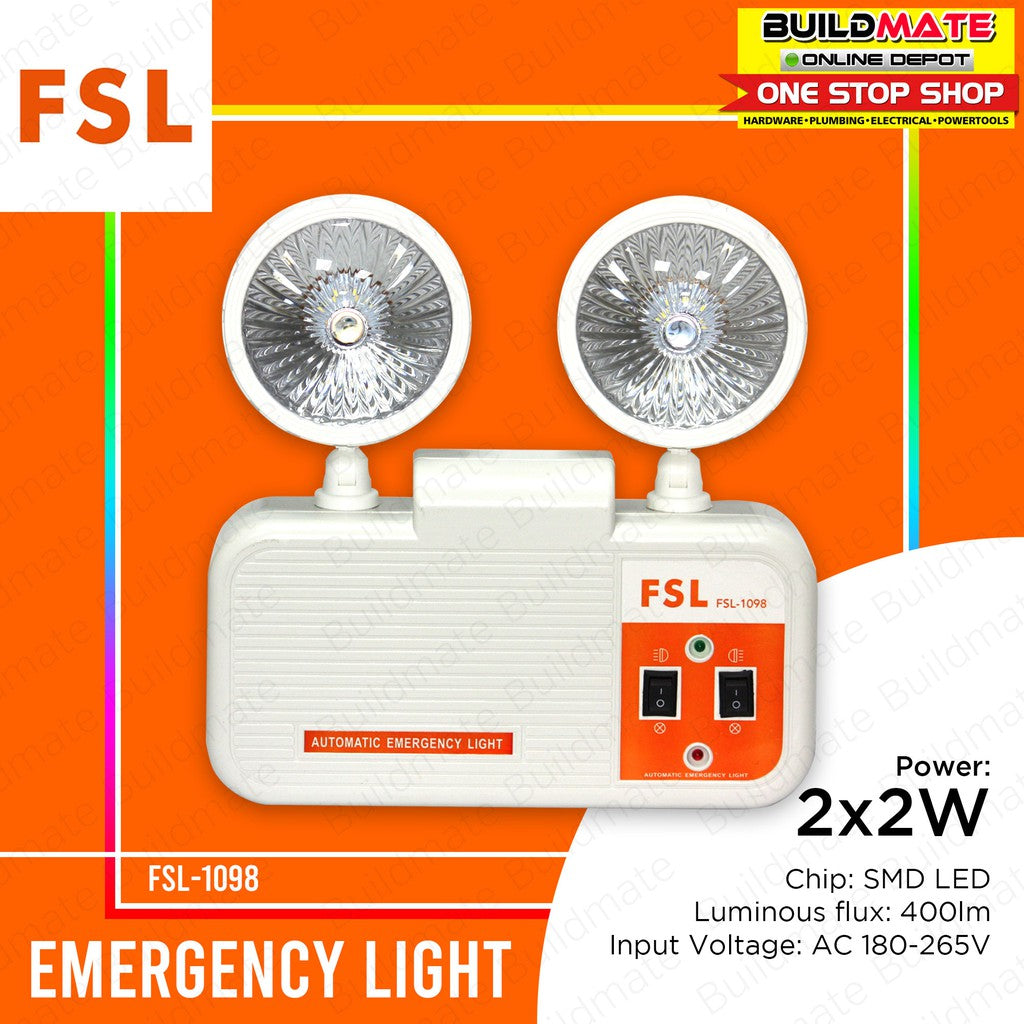 FSL Automatic Emergency Led Light 2 x 2 Watts FSL-1098 •BUILDMATE ...