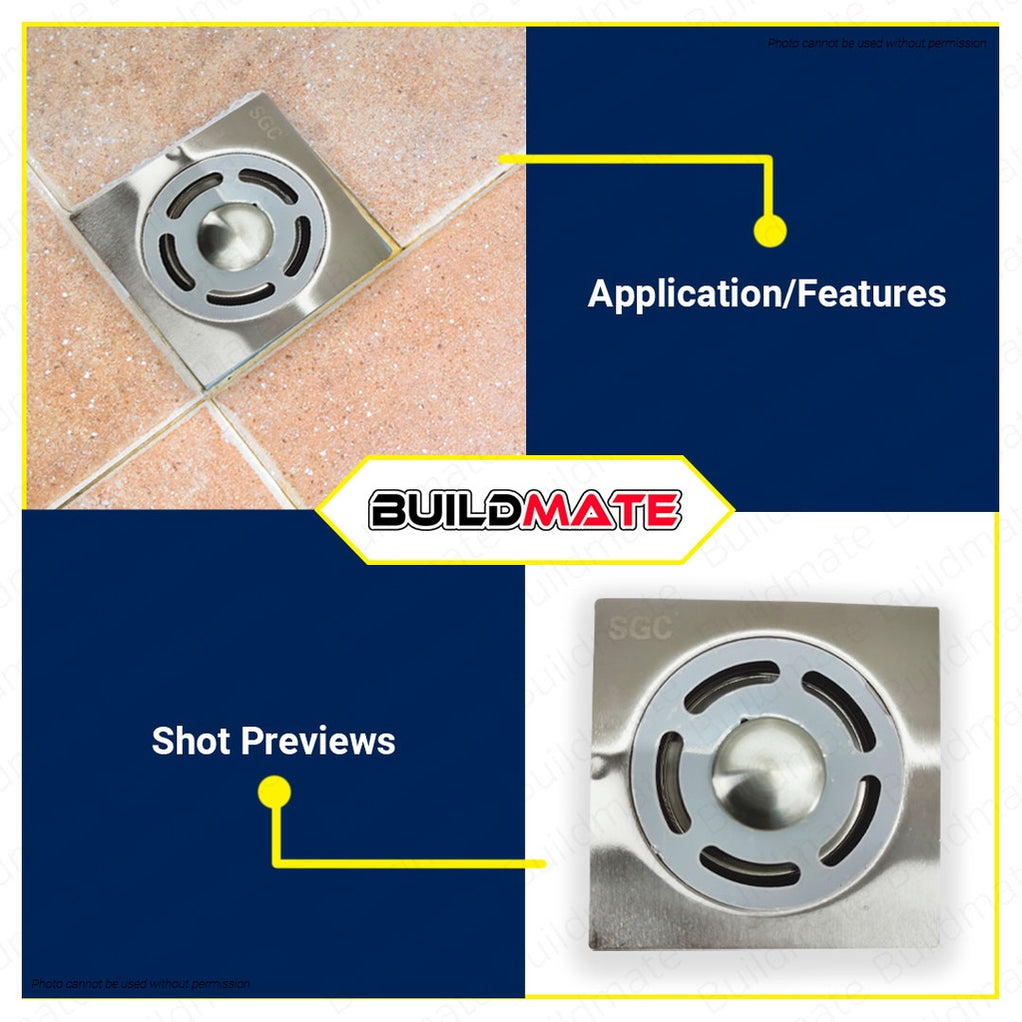 S.G.C. Stainless Floor Drain Drainer Strainer 4" x 4" inches A1 •BUILD ...