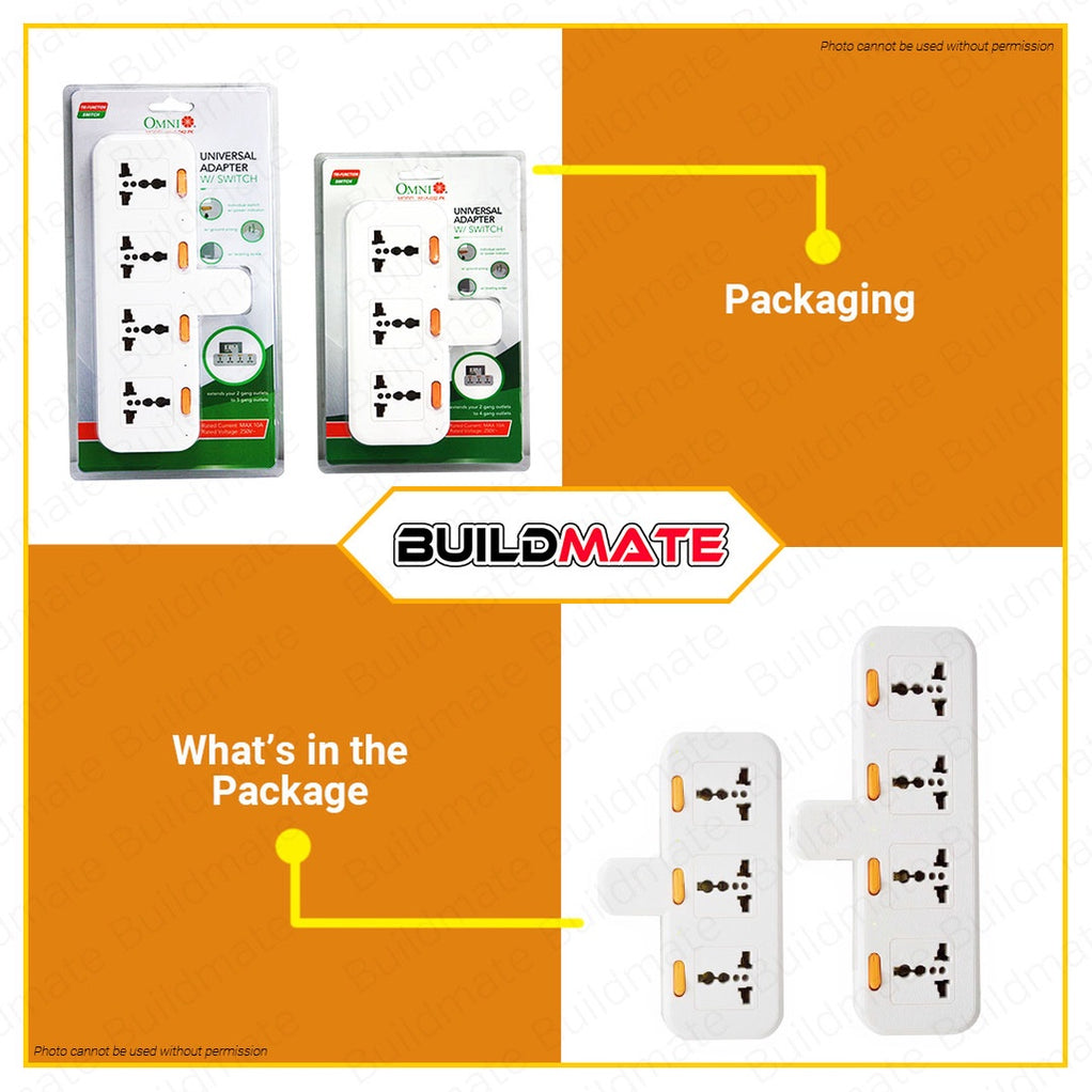 Omni Multi Universal Adapter With Switch Adaptor 3 GANG / 4 GANG •BUIL ...