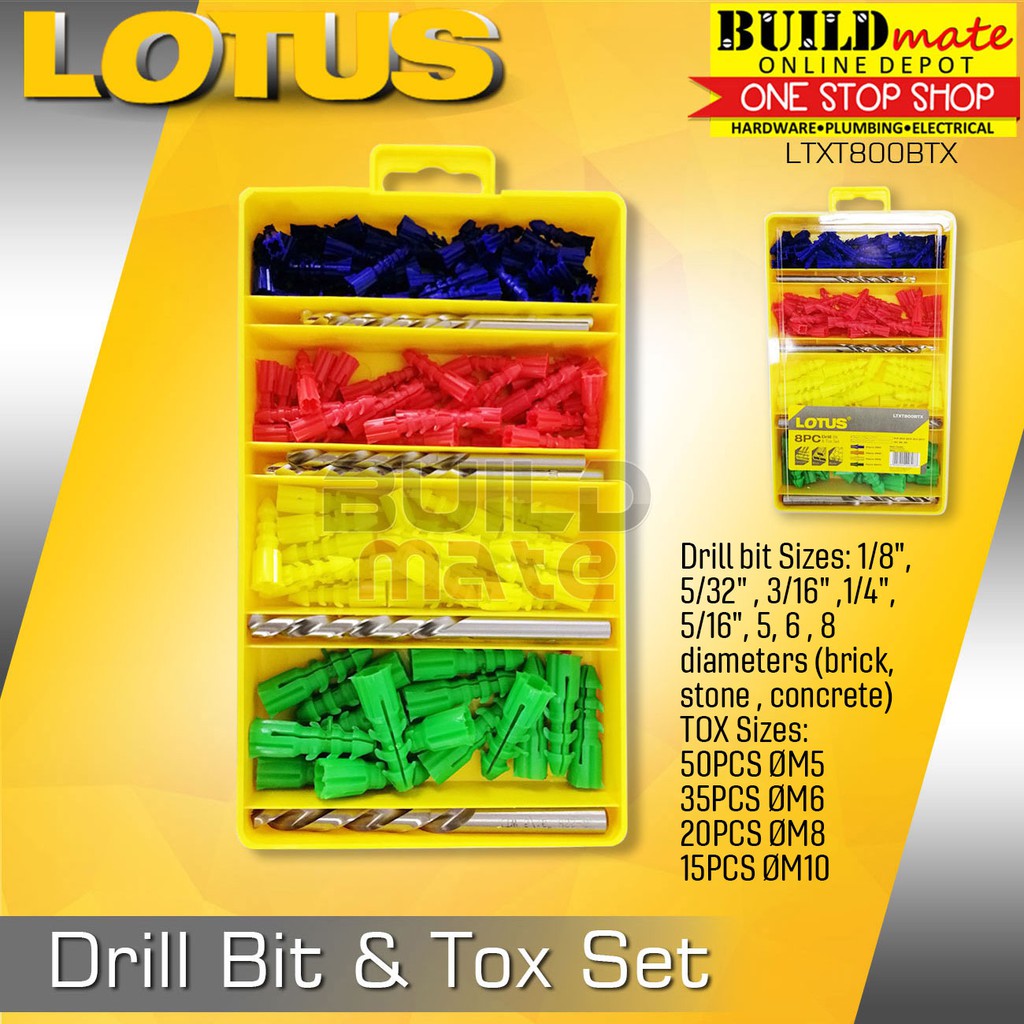 LOTUS 8PCS Drill Bits and 70PCS Tox SET LTX800BTX •BUILDMATE• LPA ...