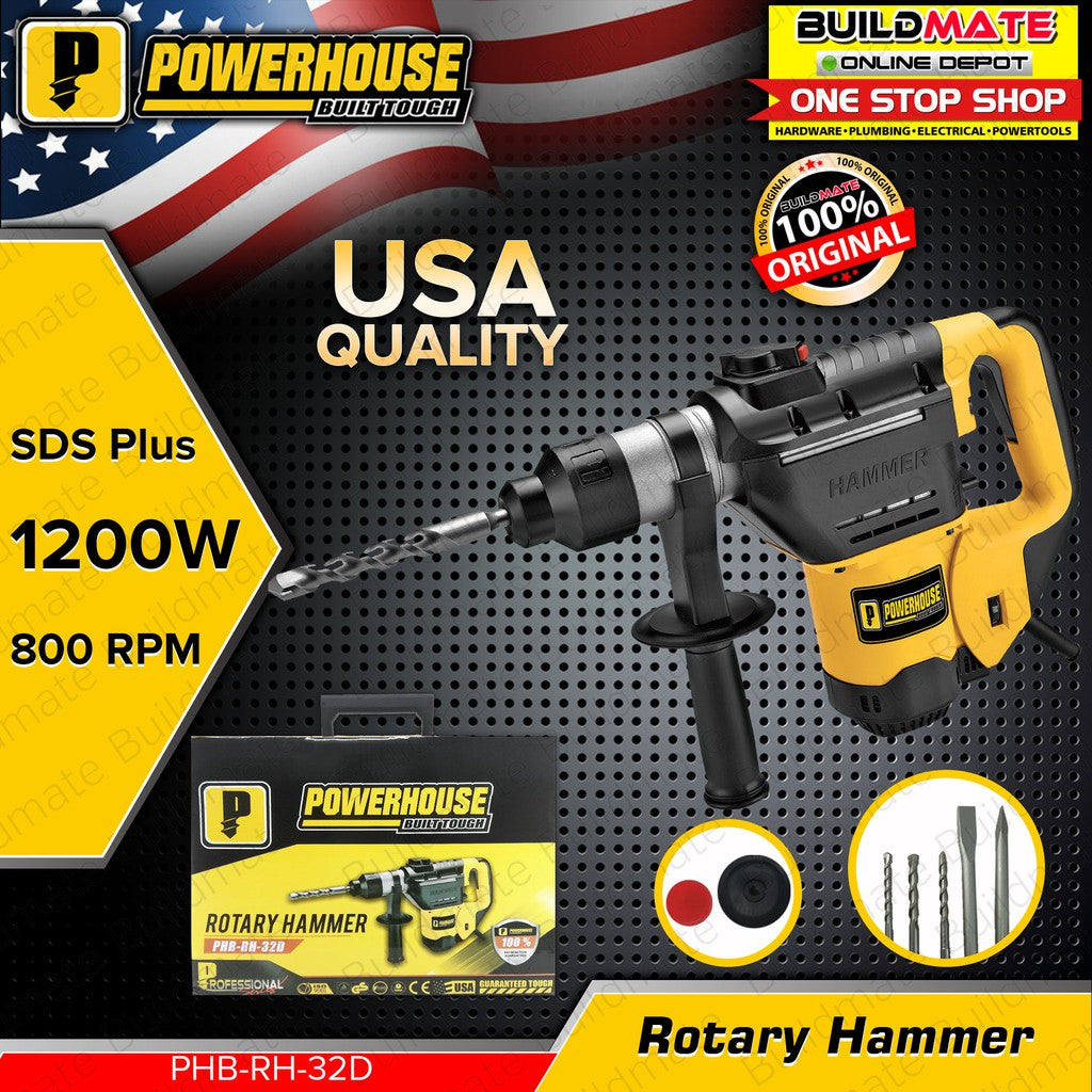 BUILDMATE Powerhouse Rotary Hammer SDS PLUS 1200W / 1300W / 1600W Elec ...