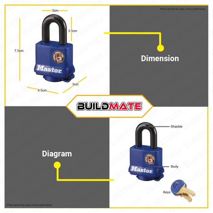 MASTER LOCK Weather Proof Padlock Pad Lock 1-3/4'' Black Blue Green Ye ...