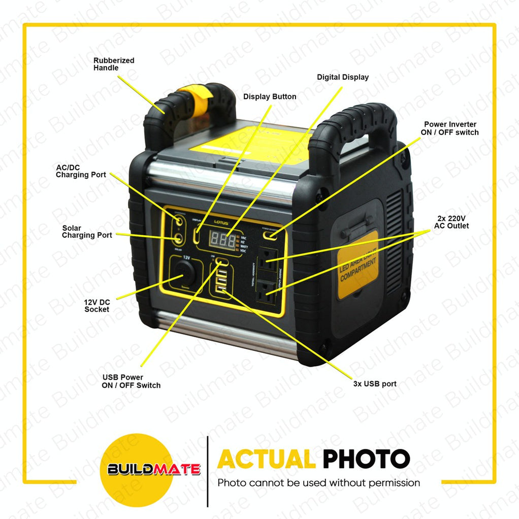 LOTUS 350W | 400W Li-Ion Cordless Rechargeable Portable Power Station ...