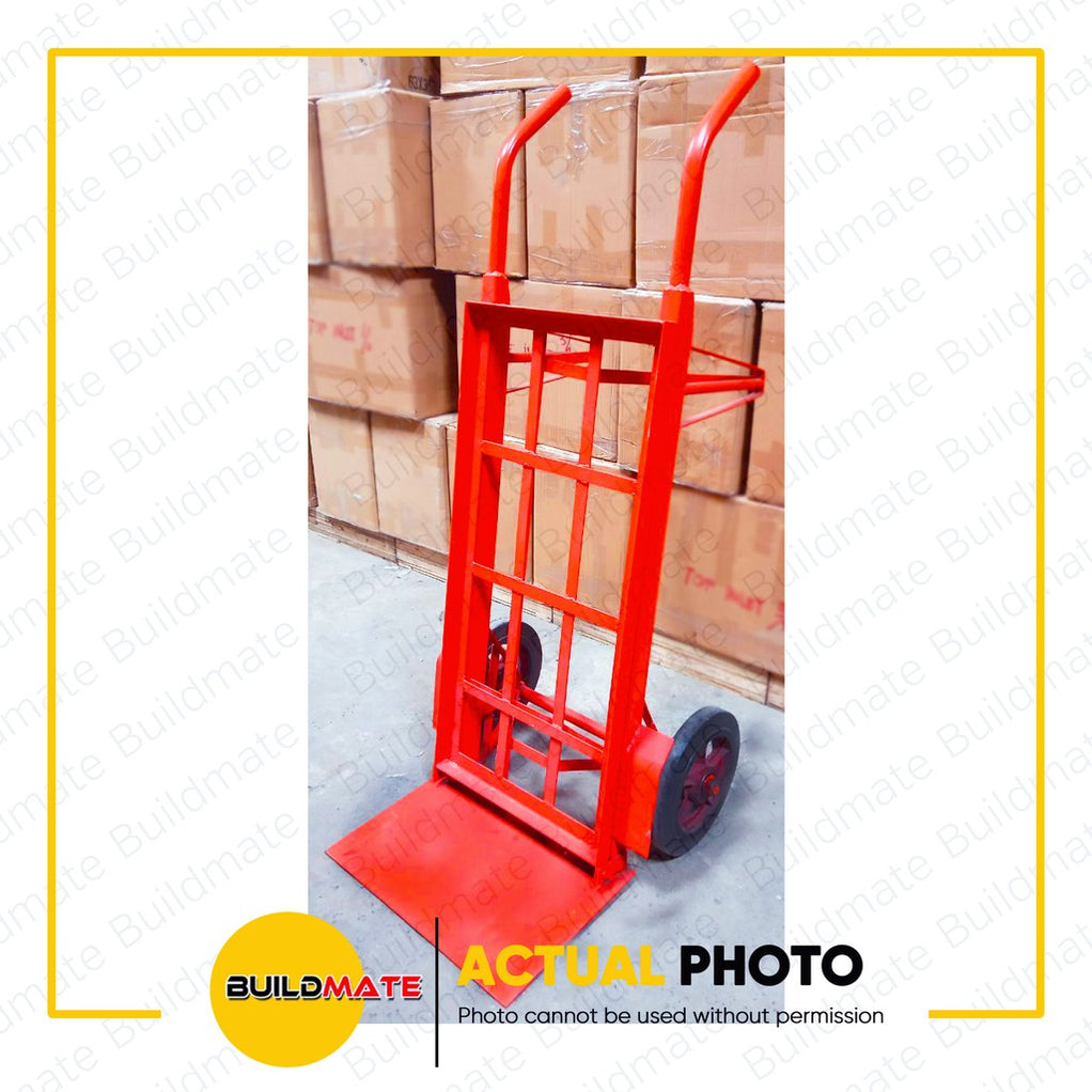 KARTILYA Red Orange Hand Push Cart Trolley 12" Black Rubber Wheels wit ...