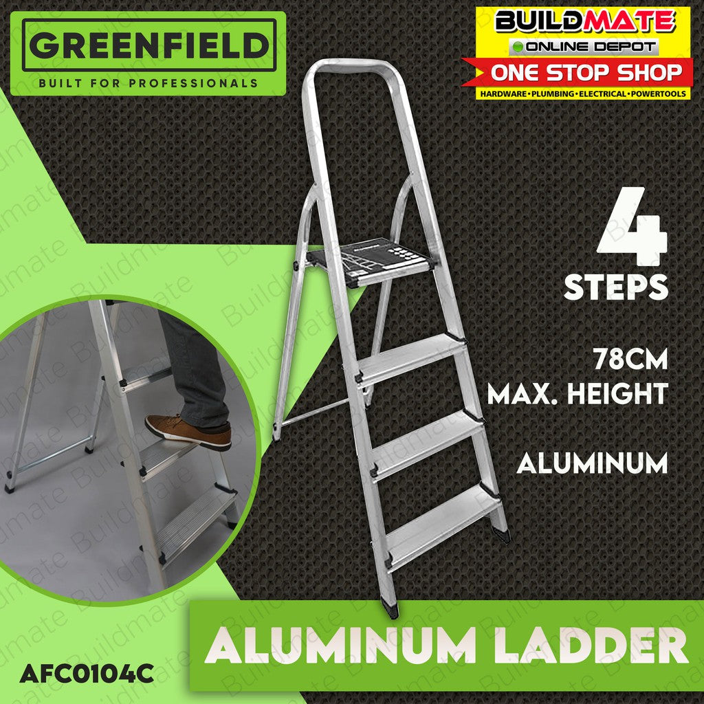 GREENFIELD 4 STEP Aluminum Home Ladder AFC0104C- 06-04-00004 •BUILDMAT ...