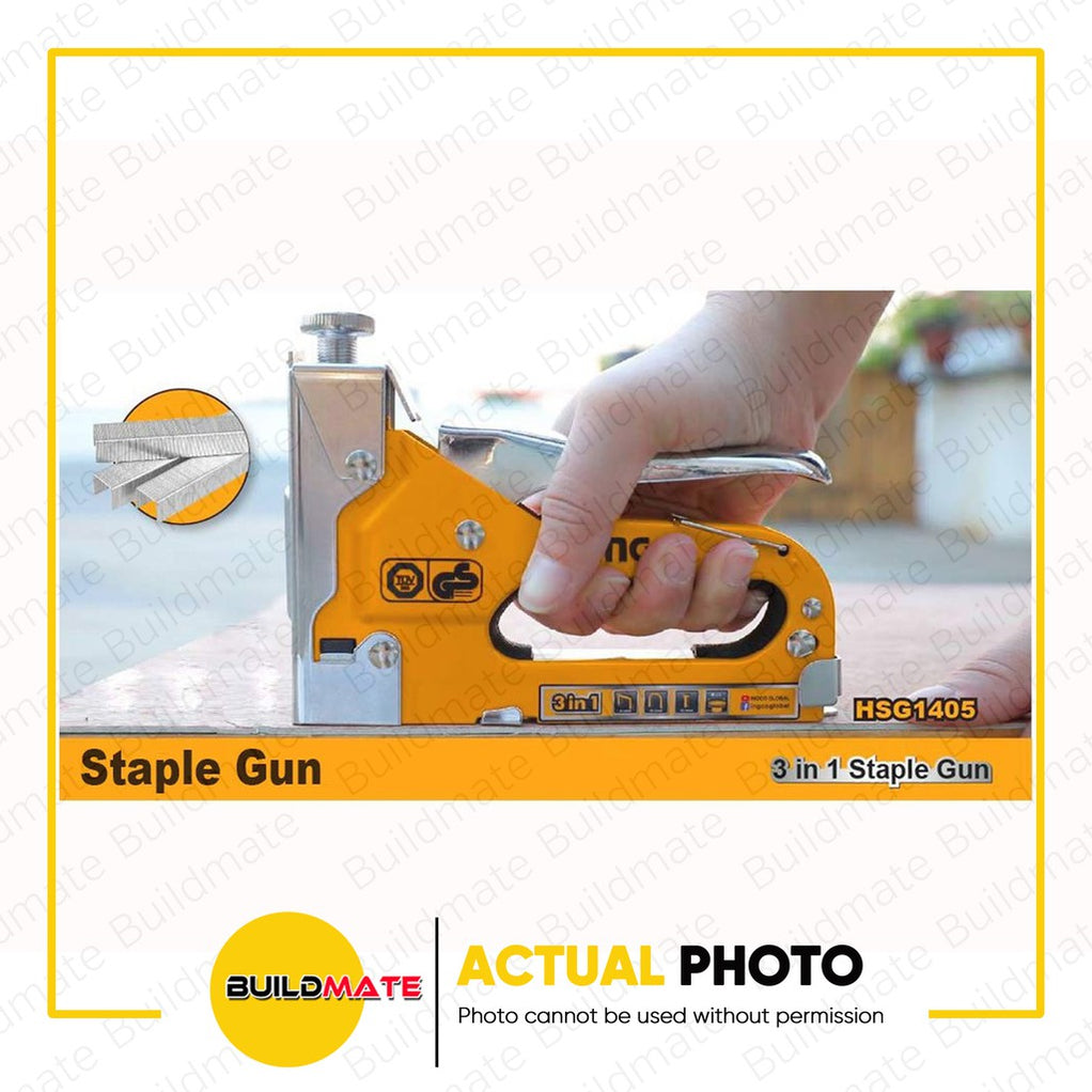 INGCO Staple Gun 3 in 1 Staplers Stapler Gun Tacker Tucker Brad Nail G ...