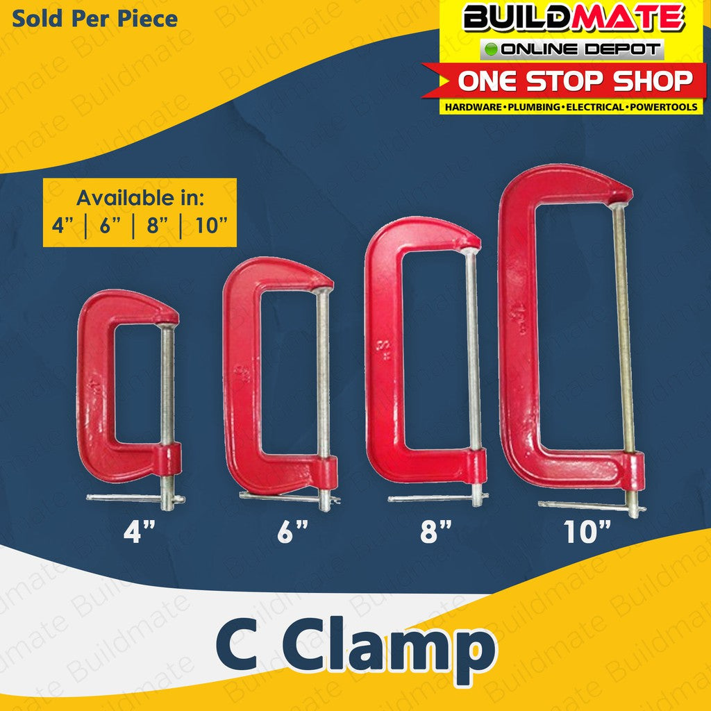C Clamp Size 4" | 6" | 8"| 10" Heavy Duty Type Woodworking Clamp DIY C ...