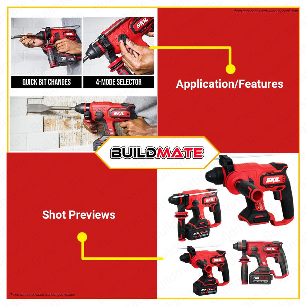SKIL Cordless Rotary Hammer BL 20V (2BAT-5.0AH) RH1704C-20 •BUILDMATE ...
