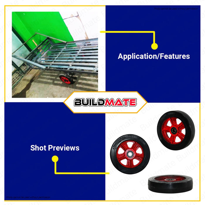 Armstrong Push Cart Rubber Wheel with Rim Bearing 254mm 10'' Heavy Dut ...