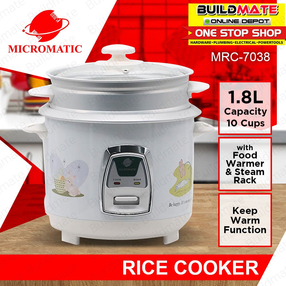 MICROMATIC Rice Cooker with Steamer 1.8L 10 CUPS MRC-7038 •BUILDMATE ...