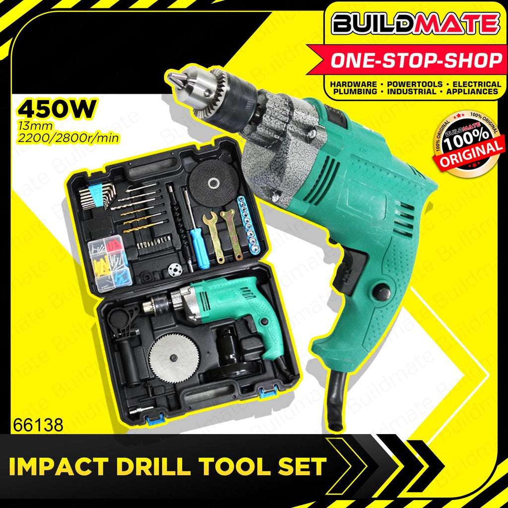 MKT Electric Impact Hammer Drill Tool Set Kit with Accessories and Cas ...
