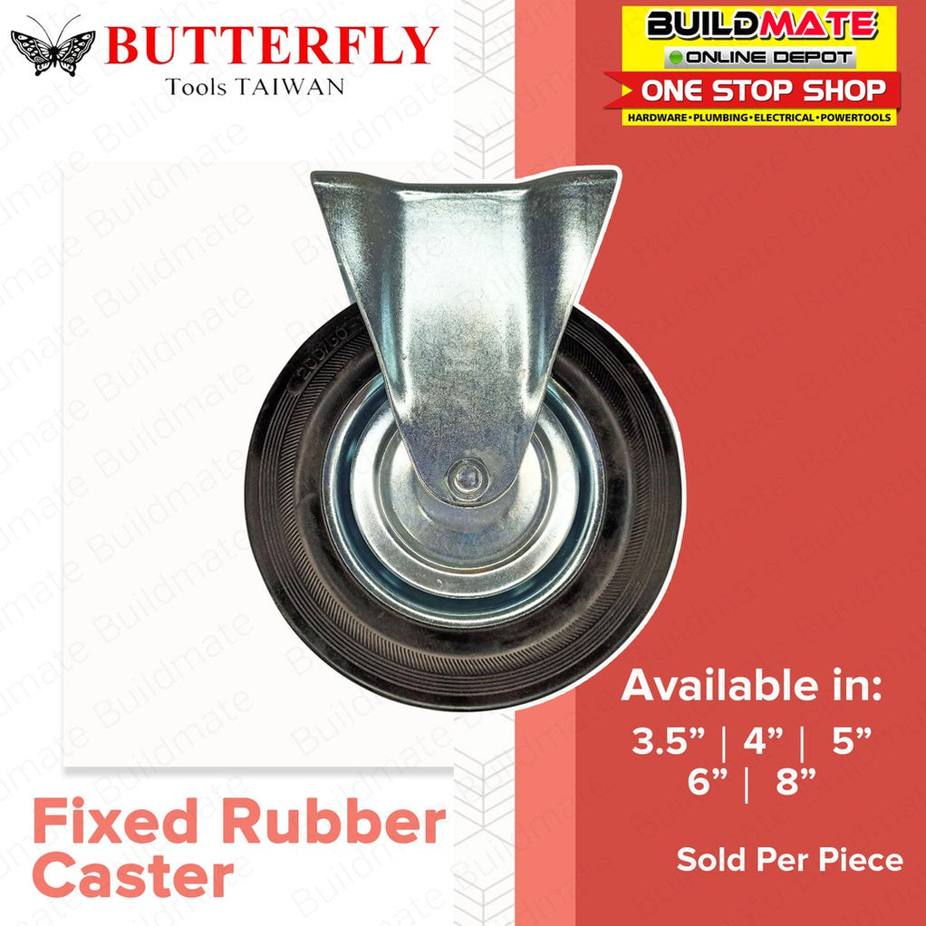 BUTTERFLY Rubber Caster Wheel 8" Fixed | Swivel SOLD PER PIECE •BUILDM ...