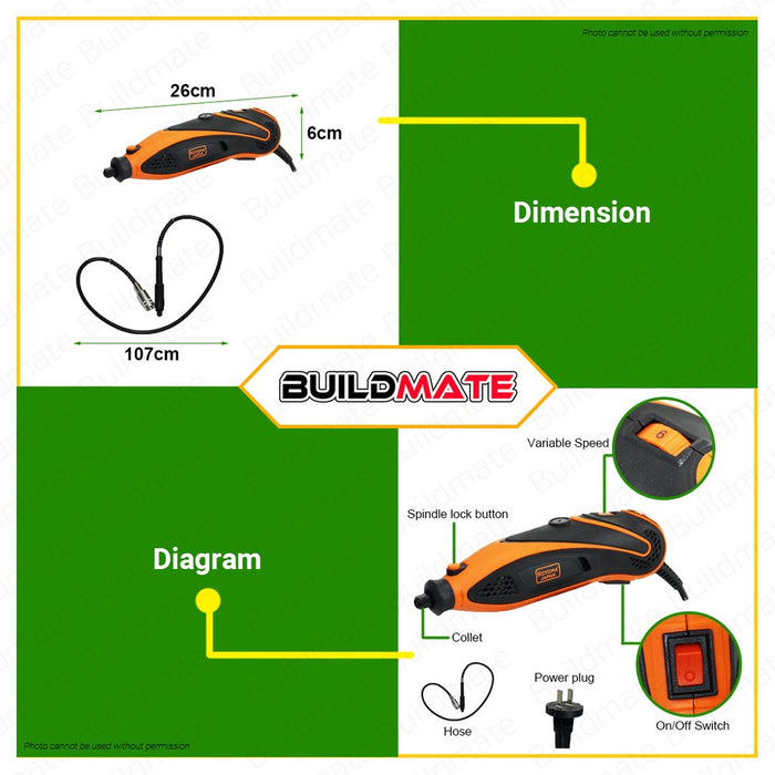 HOYOMA 210 PCS Variable 6 Speed Electric Mini Drill Rotary Die Grinder ...