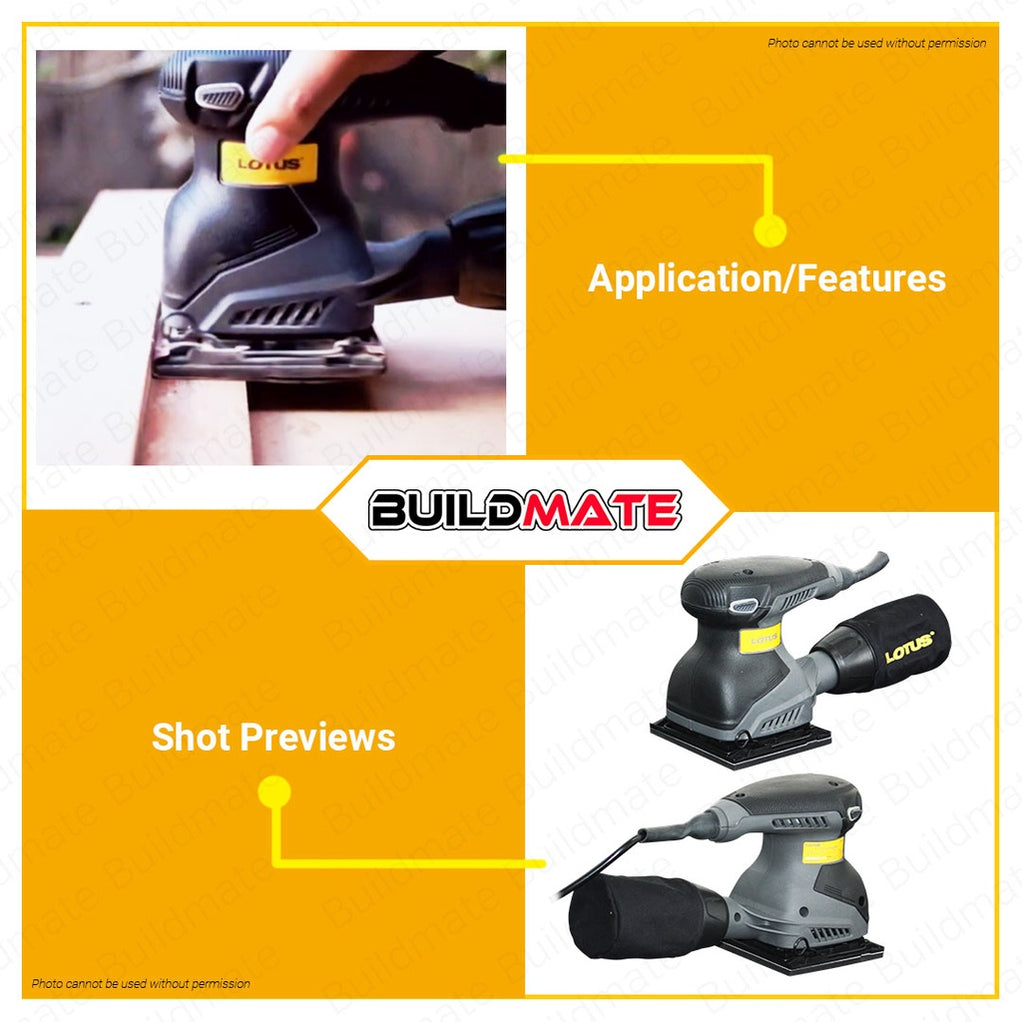 LOTUS 250W Orbital Sheet Sander 14 with Dust Bag with FREE 4x Sanding ...