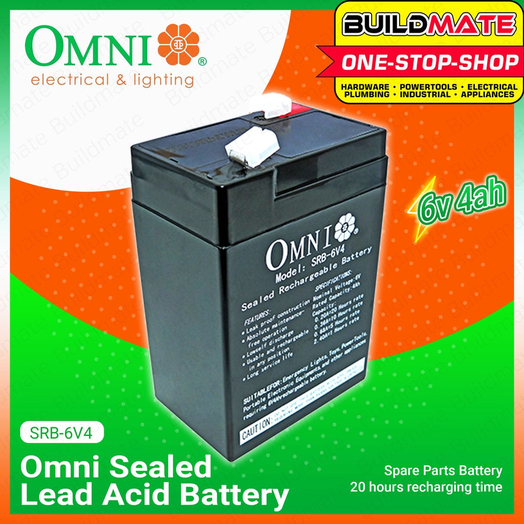 OMNI Sealed Lead Acid Battery 6V 4Ah Spare Battery SRB-6V4 •BUILDMATE ...
