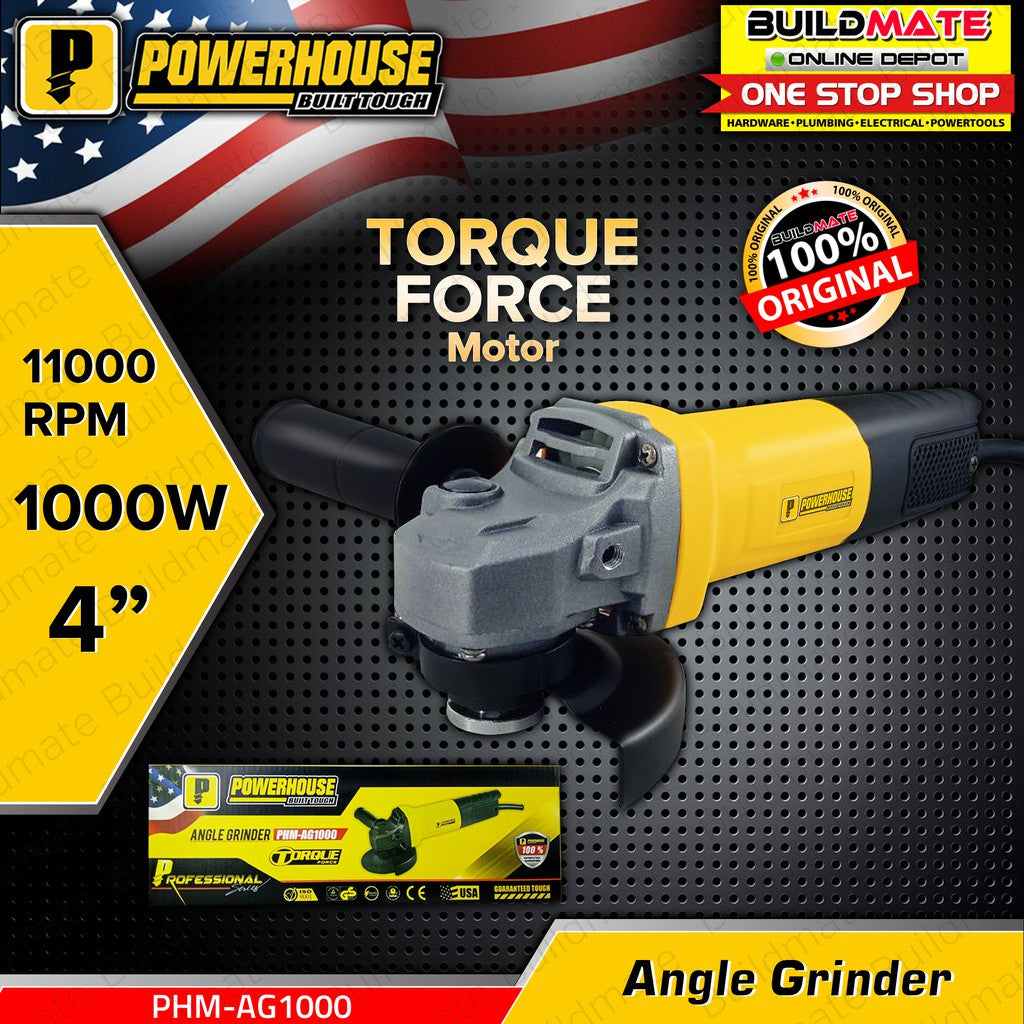 POWERHOUSE Angle Grinder Torque Force Motor 1000W 4" PHM-AG1000 •BUILD ...