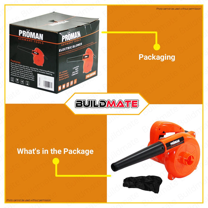 PROMAN GERMANY Electric Leaf Air Blower 500W PR-EB500 100% ORIGINAL ...