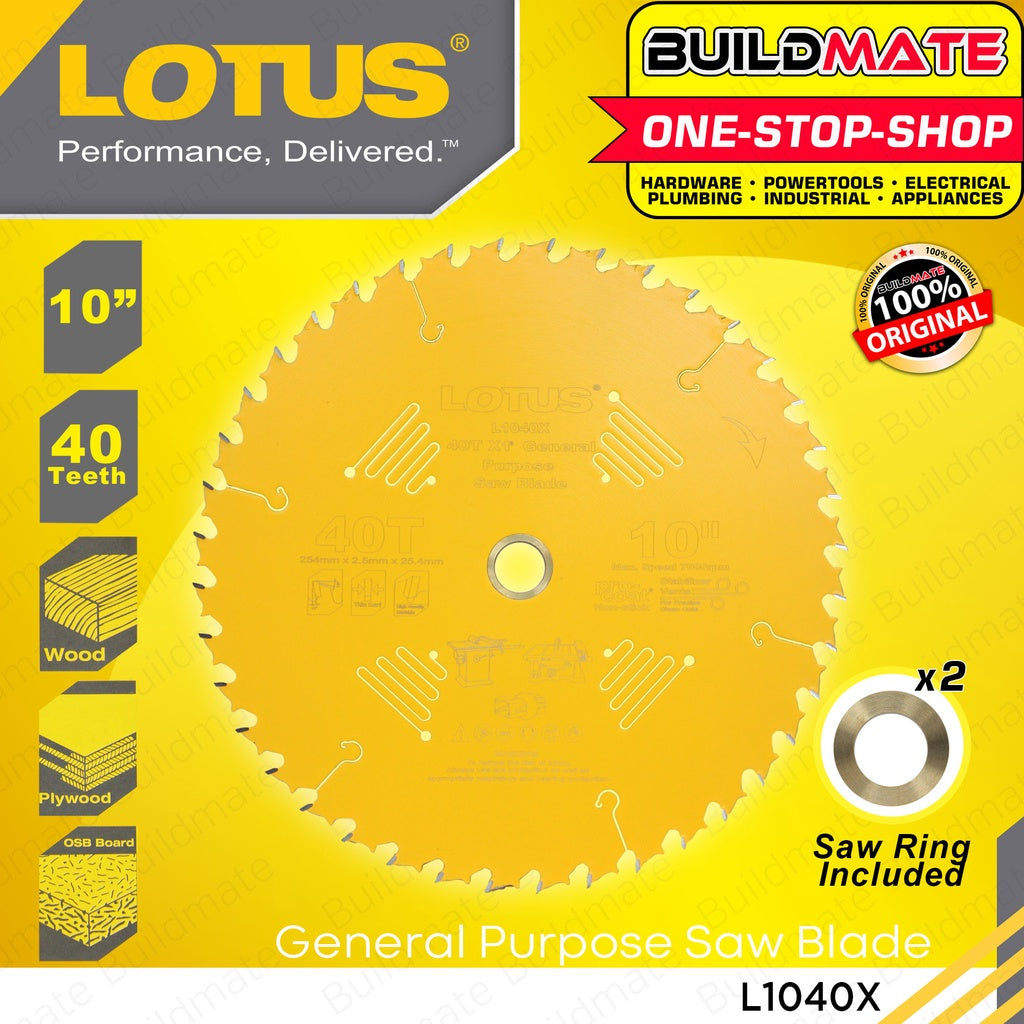 LOTUS X1 General Purpose Wood Saw Blade Diablo Style 10" Inch x 40T x ...