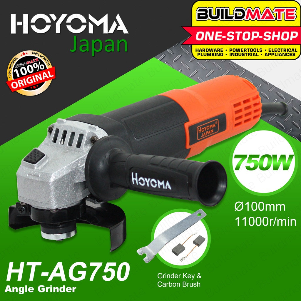 HOYOMA Angle Grinder 750W 100mm HT-AG750 •BUILDMATE• HYMPT — Buildmate