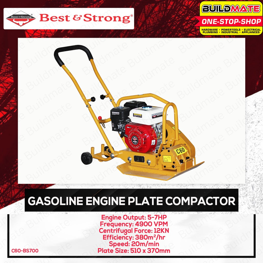 BEST & STRONG Gasoline Engine Plate Compactor 7 HP C60-BA700 100% ORIG ...