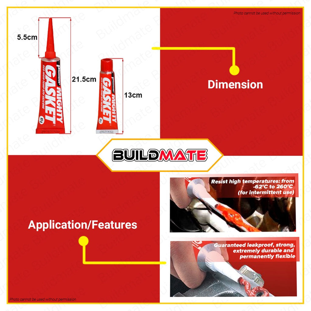 PIONEER Mighty Gasket Black | Grey | Red RTV Silicone 15g | 30g | 85g ...