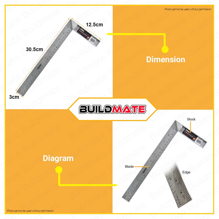 PROMAN GERMANY / HOYOMA JAPAN Aluminum Try Square 12" ATS12 100% ORIGI ...