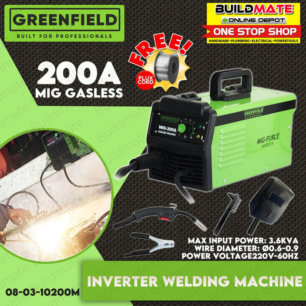 GREENFIELD MIGWELD 200A Gasless Inverter Portable Welding Machine 08-0 ...