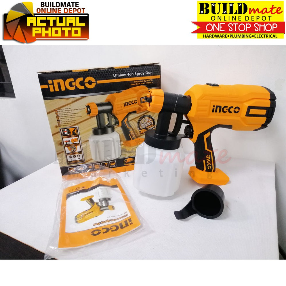 INGCO Cordless Paint Spray Gun Set Wireless 20V CSGLI2001 POWERSHARE ...