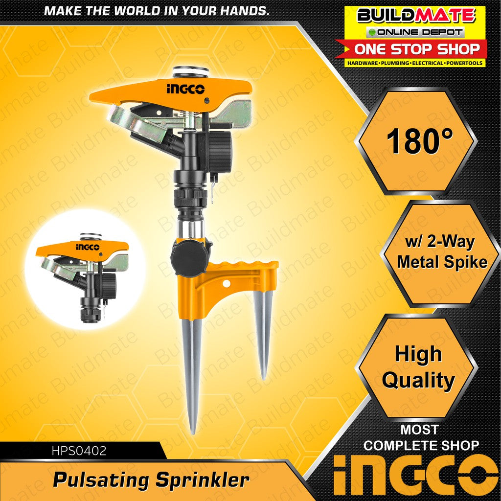 INGCO Pulsating Sprinkler 180° w/2-Way Metal Spike HPS0402 •BUILDMATE ...