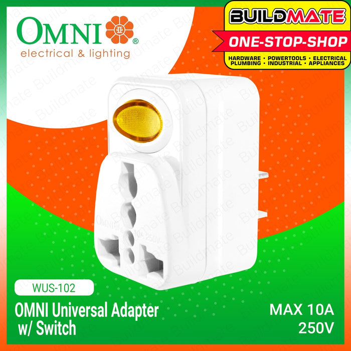 OMNI Universal Adapter w/ Switch 10A 250V WUS-102 •BUILDMATE• — Buildmate