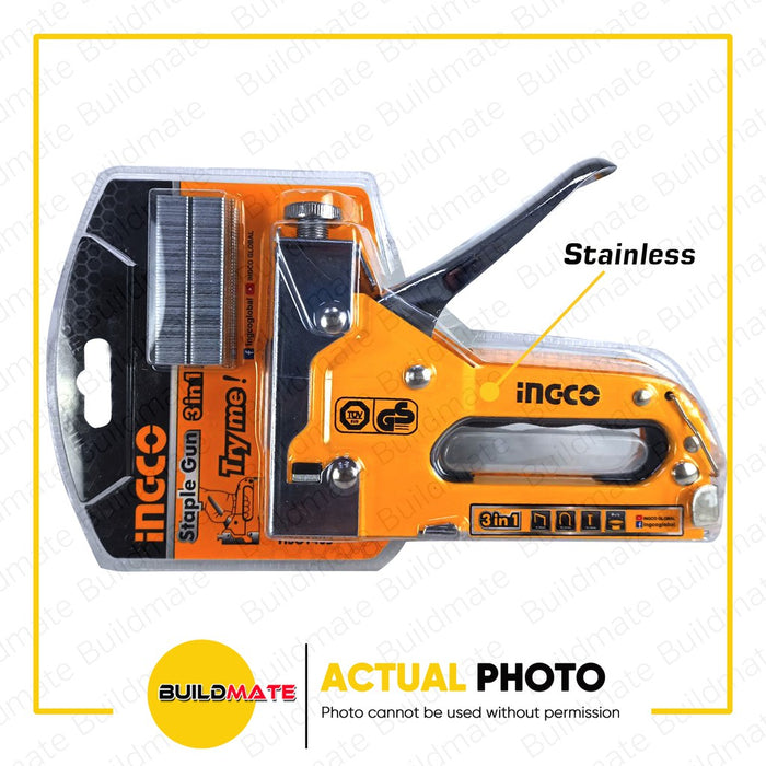 INGCO Staple Gun 3 in 1 Staplers Stapler Gun Tacker Tucker Brad Nail G ...