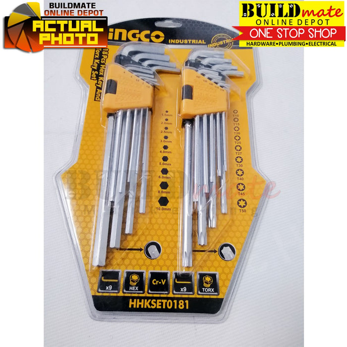 INGCO Hex and Torx Key 18PCS/SET HHKSET0181 •BUILDMATE• IHT — Buildmate