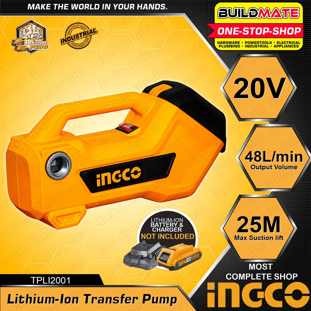 INGCO Cordless Transfer Pump Self Priming Water & Diesel Oil Transfer ...
