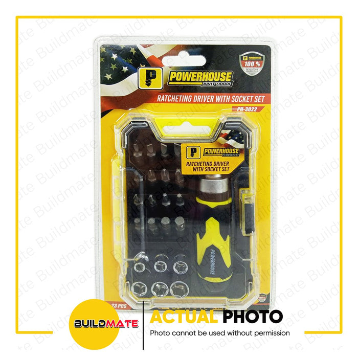 BUILDMATE Powerhouse 23PCS/SET Ratchet Driver with Socket & Power Driv ...