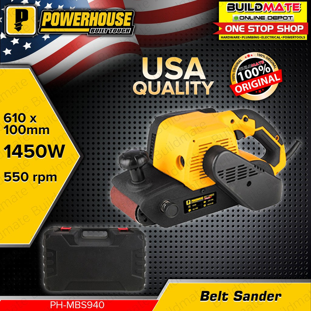 POWERHOUSE Belt Sander with Case 1450W PH-MBS940 •BUILDMATE• — Buildmate
