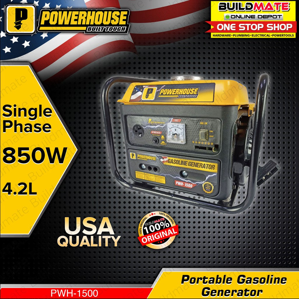 POWERHOUSE Portable Gasoline Generator 850W RECOIL START PWH-1500 •BUI ...