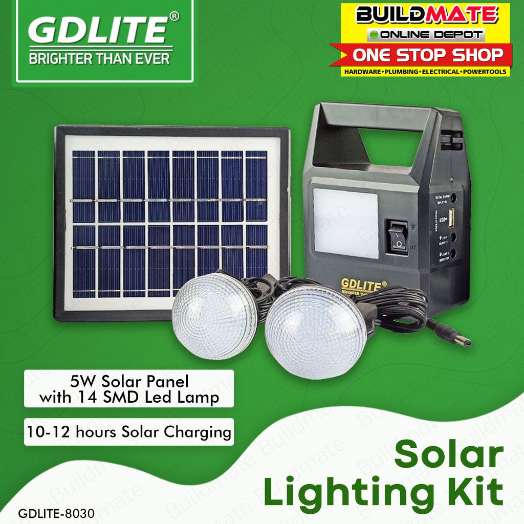 GDLITE GERMAN GD-8030 Solar Light Emergency System Kit w/ 3 SMD LED Bu ...