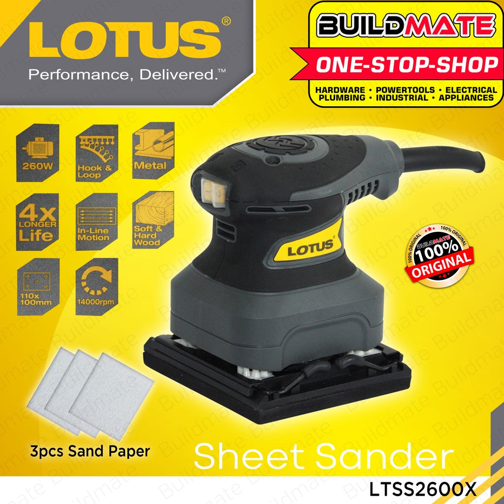 LOTUS Sheet Finish Palm Sander 260W 110x100mm LTSS2600X •BUILDMATE• LP ...