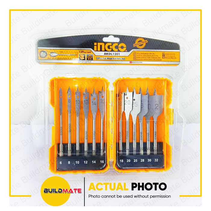 INGCO Flat Wood Drill Bits 12PCS /SET AKDL1201 •BUILDMATE• IHT — Buildmate