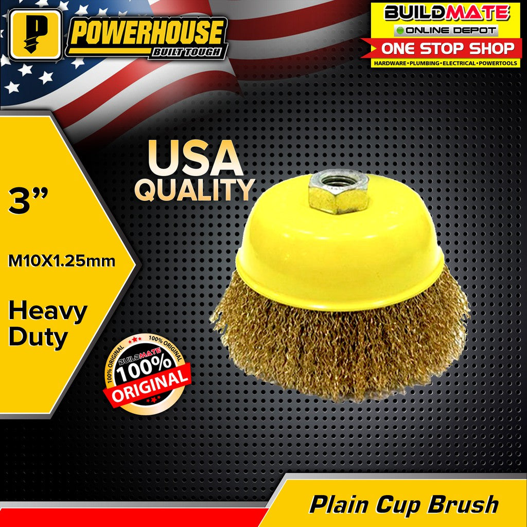 POWERHOUSE Cup Brush Plain | Twisted M10x1.25mmx3" SOLD PER PIECE •BUI ...