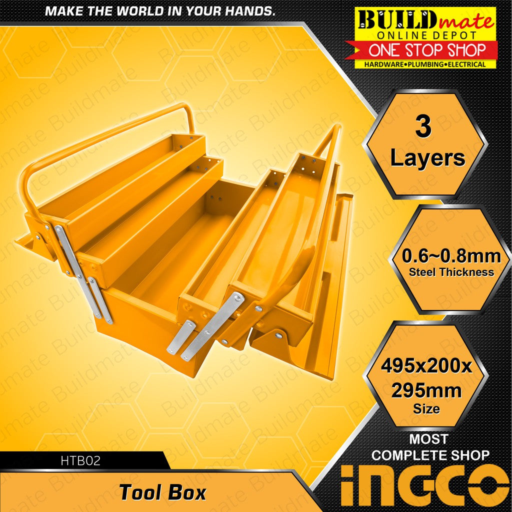 INGCO Tool Box 3 LAYERS 495x200x295mm HTB02 +FREE PUTTY TROWEL •BUILDM ...