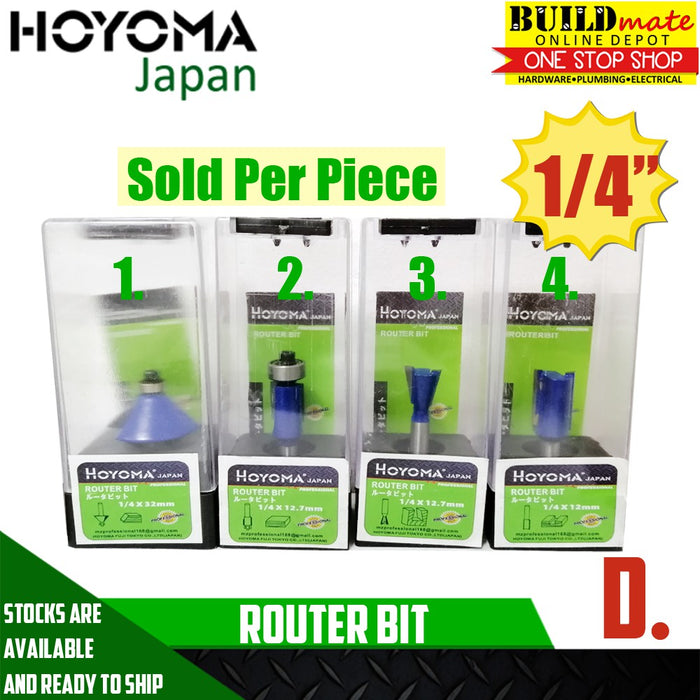 Hoyoma Router Bits (SOLD PER PIECE) 1/4" •BUILDMATE• — Buildmate