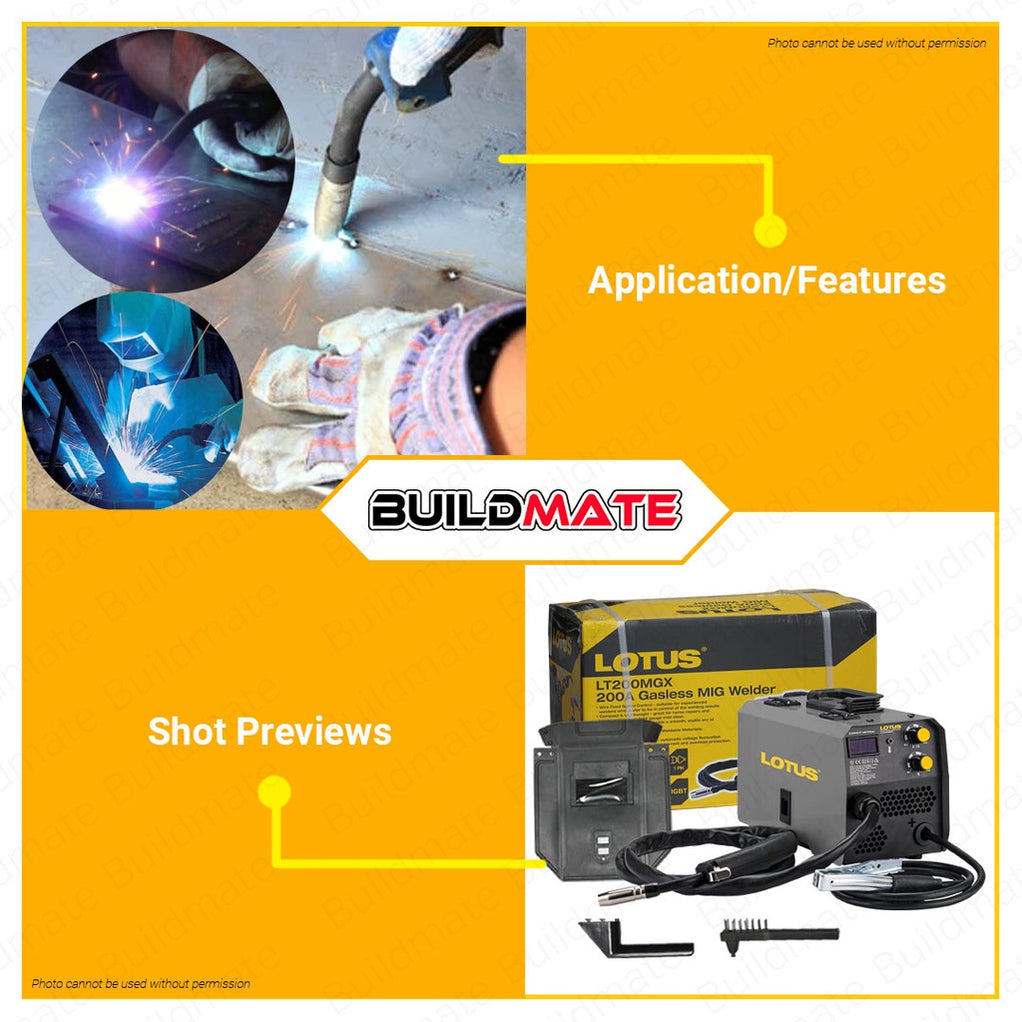 LOTUS 200A MIGWELD Gasless MIG Weld Inverter Flux Corded Welding Machi ...