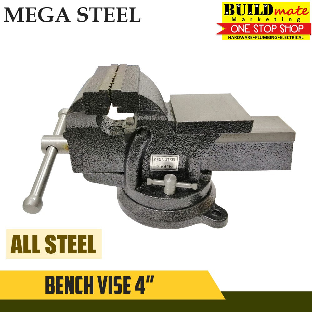MEGA ALL STEEL Bench Swivel Vise 4" Heavy Duty •BUILDMATE• — Buildmate