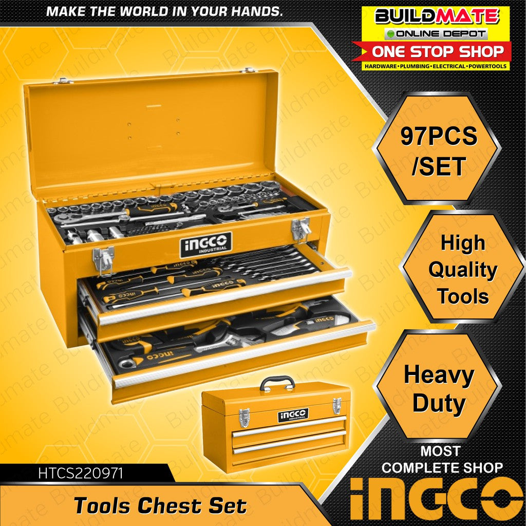 INGCO 97PCS Hand Tool Chest Set HTCS220971 +FREE PUTTY TROWEL •BUILDMA ...