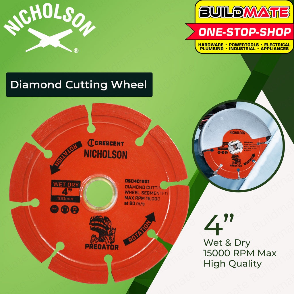 Nicholson Diamond Cutting Wheel 4" inches 100mm Segmented Wet and Dry ...