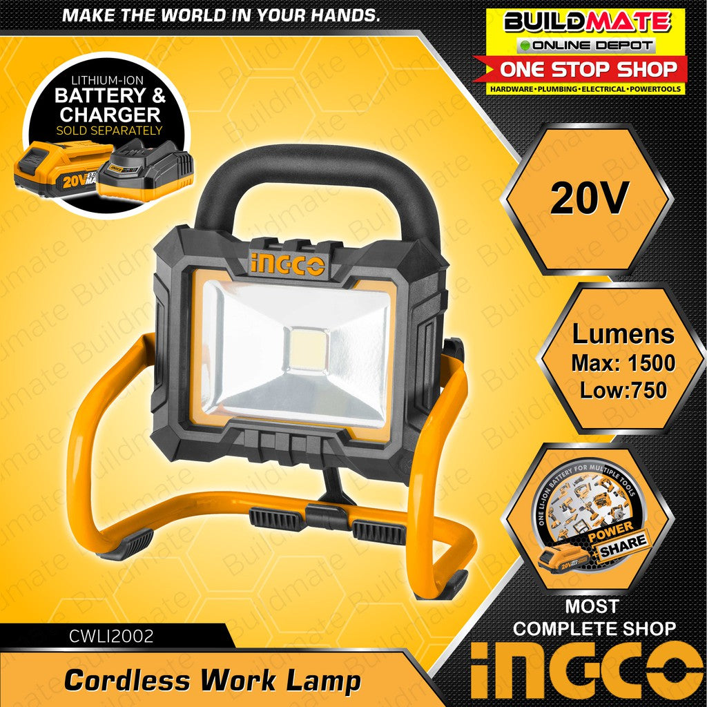 INGCO Cordless Work Lamp Lithium-Ion 20V CWLI2002 POWERSHARE +FREE BRU ...