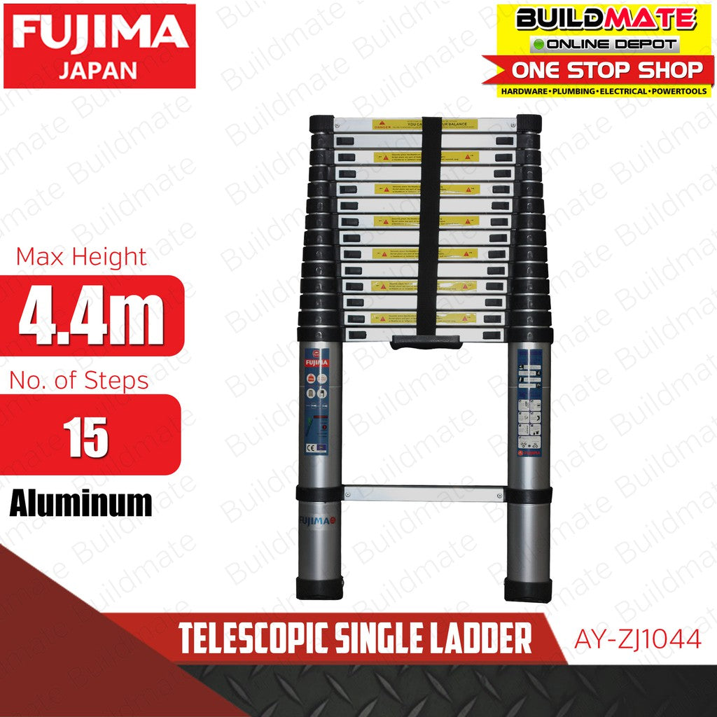 FUJIMA Aluminum Telescopic Single Ladder 4.4m AY-ZJ1044 S/S •BUILDMATE ...
