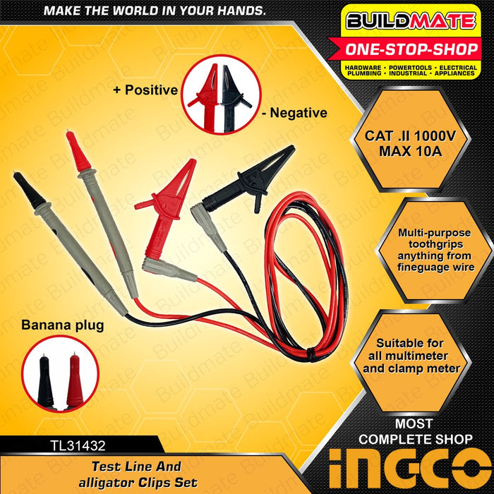 INGCO Test Line and Alligator Clips Set TL31432 •BUILDMATE• HT2 — Buildmate