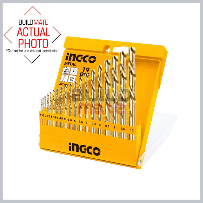 INGCO 19pcs Cobalt HSS Drill Bit SET 1-10mm AKDB1195 •BUILDMATE• IHT ...